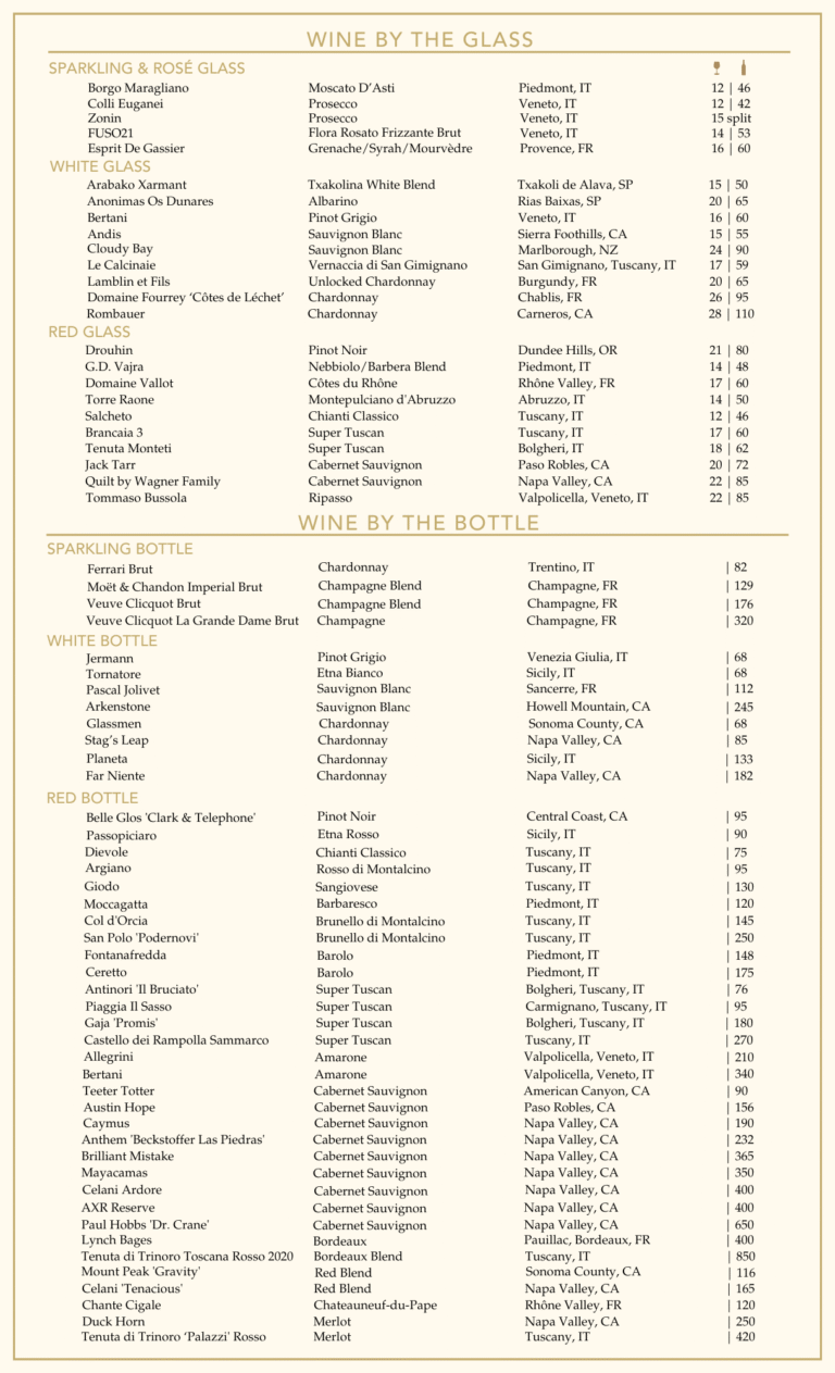 Menu - Adelina in Detroit